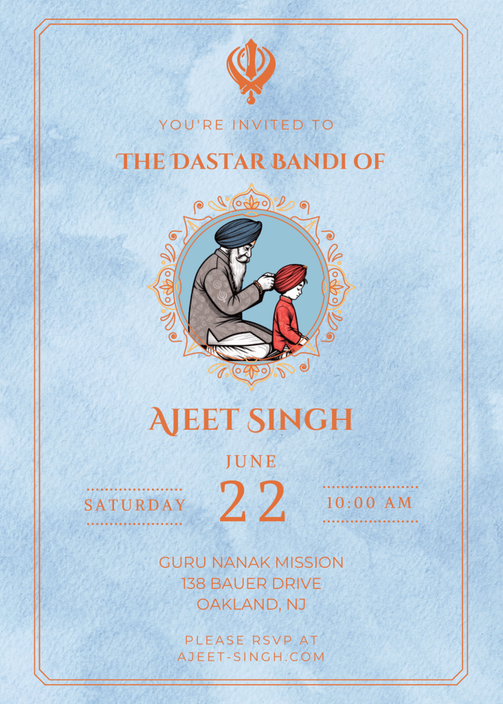 Invitation – Ajeet's Dastaar Bandi (Turban Tying Ceremony)